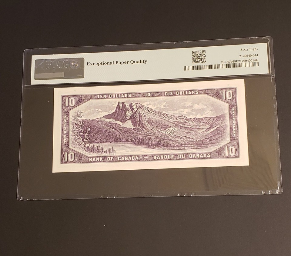 EXCEPTIONALLY RARE 1954 Bank of Canada $10 SOLID SERIAL # Banknote ...