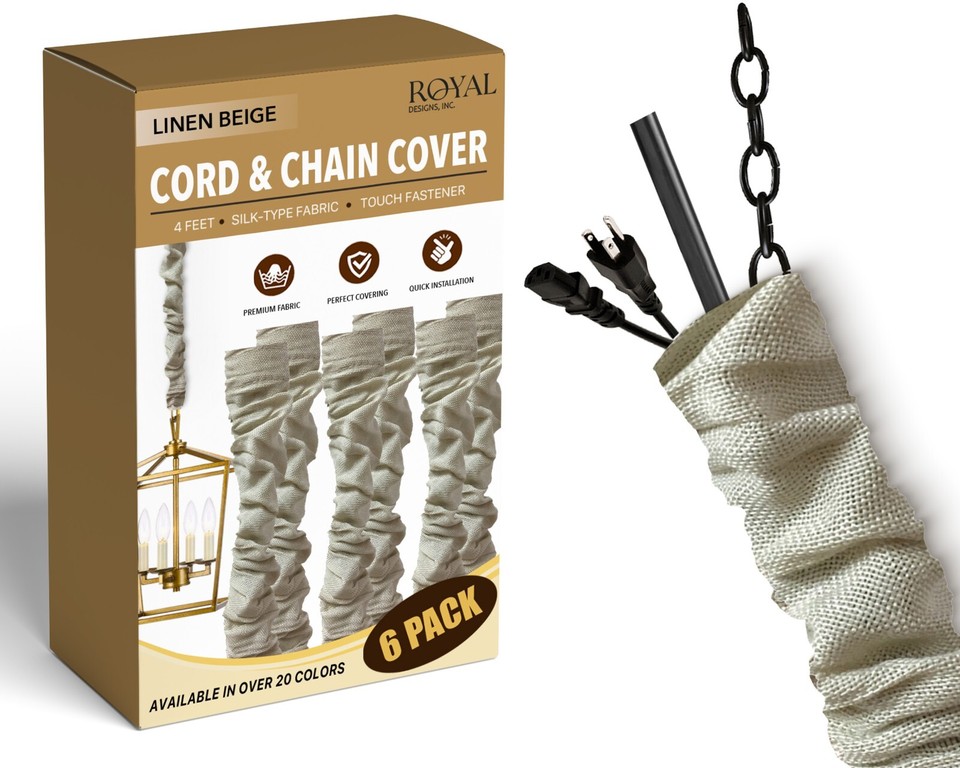 Royal Designs, Inc. Decorative Fabric Cord Cover Chandelier Chain Cover ...