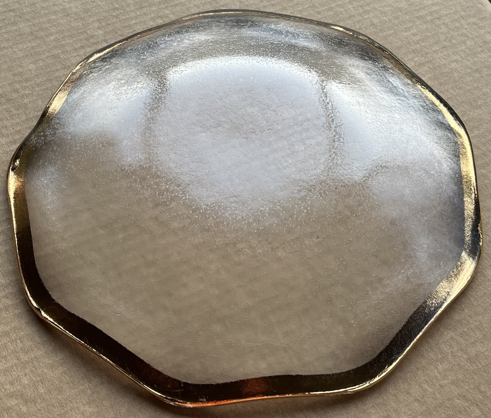 Art Glass Clear Octagonal Textured Shallow Plate centerpiece gold plate ...