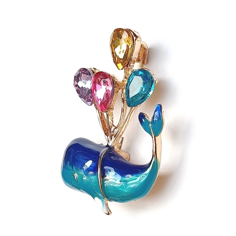 2pcs Brooch Blue Whale Colourful Balloon Red Gold Sparkle Nautical ...