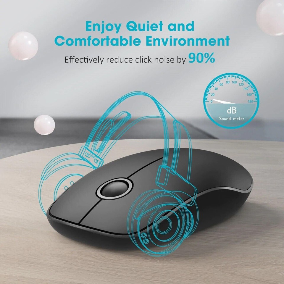 Victsing V8 Wireless Mouse 2.4G Slim Cordless Mice Optical Scroll PC ...
