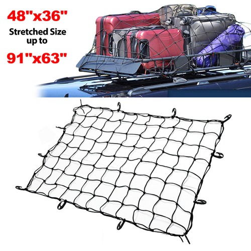 Latex Cargo Net UTE Trailer Car Net 48''x 36'' Mesh Bungee Cord 12X ...