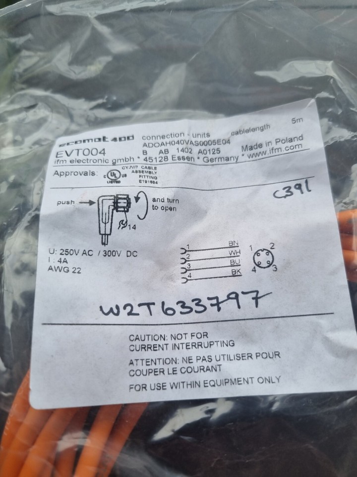 IFM EVT004 ADOAH040VAS0005E04 CORDSET (R1S6.5B2) | eBay