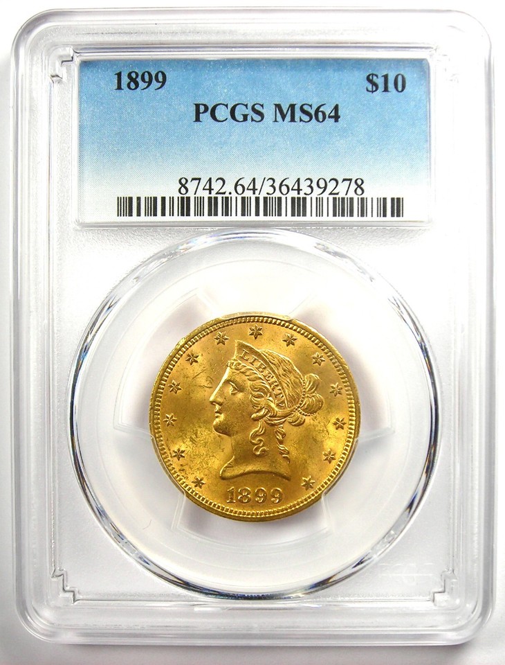 1899 Liberty Gold Eagle $10 Coin - Certified PCGS MS64 (BU UNC ...