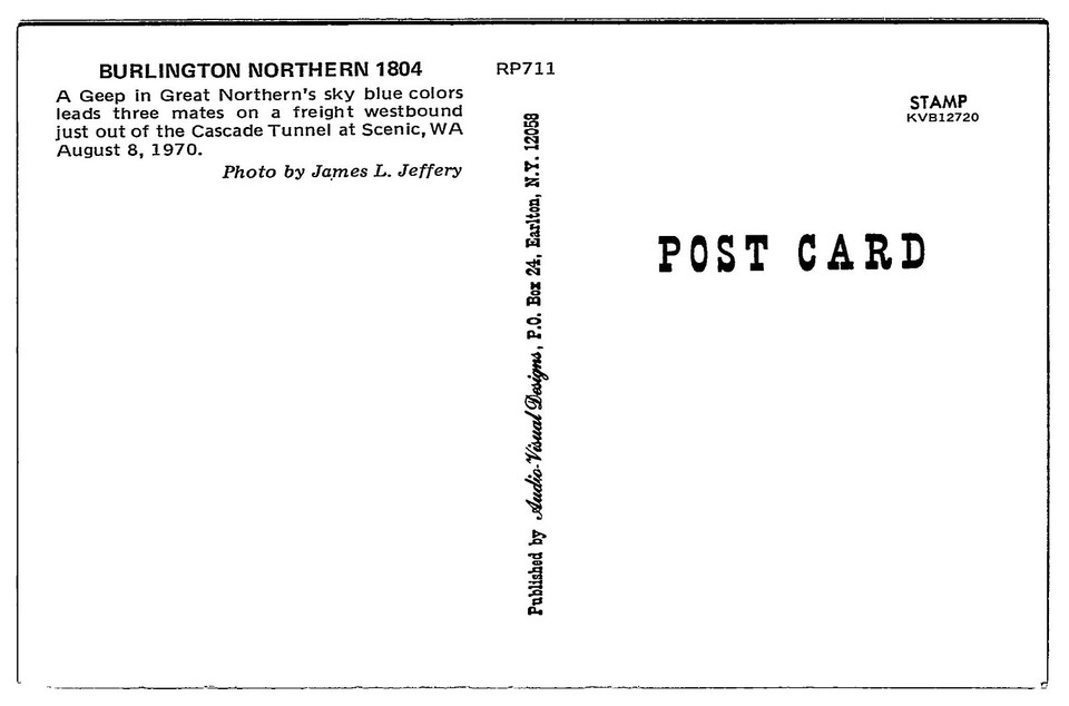 Burlington Northern 1804 Cascade Tunnel Seattle Washington Postcard ...