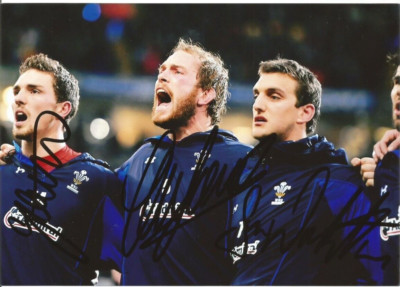 rugby autograph GEORGE NORTH ALUN WYN JONES SAM WARBURTON photo 15X21 ...