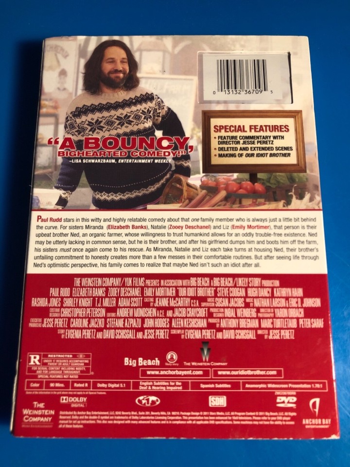 Our Idiot Brother (DVD) Widescreen.....…….......BRAND NEW & SEALED ...