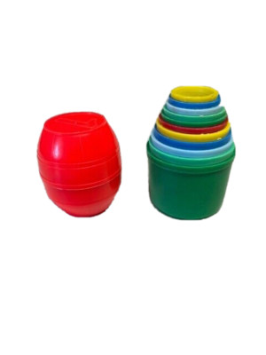 VTG Kiddicraft Stacking/Nesting Toy Set of 5 Barrels & Set of 10 ...