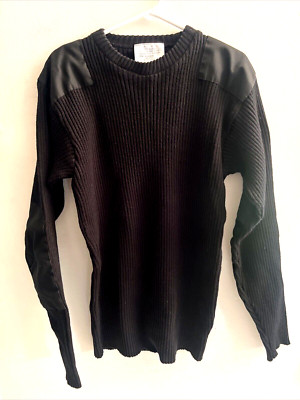 British Army Contract Issued Black Ribbed Commando Sweater XL Acrylic ...