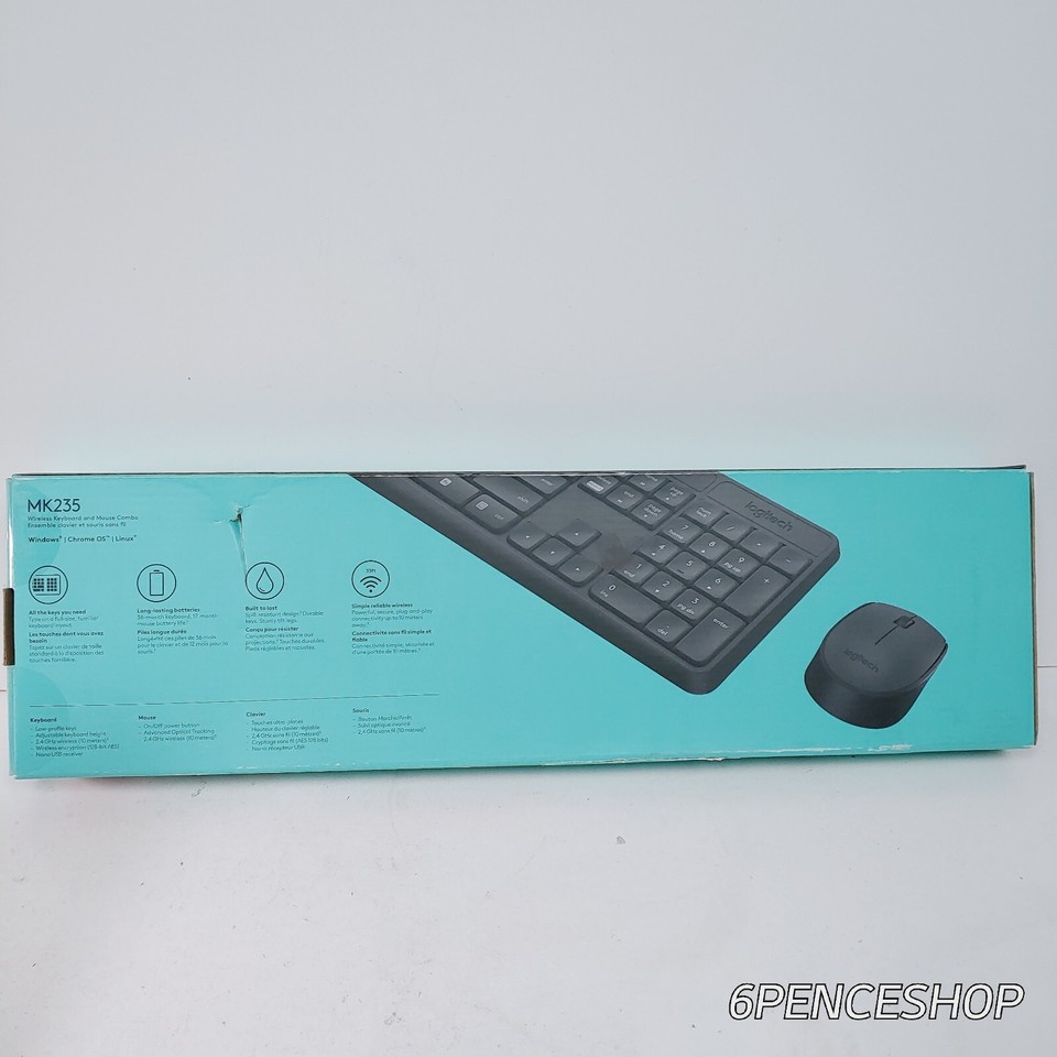 New Logitech MK235 Wireless Keyboard and Mouse Combo-Windows Compatible ...