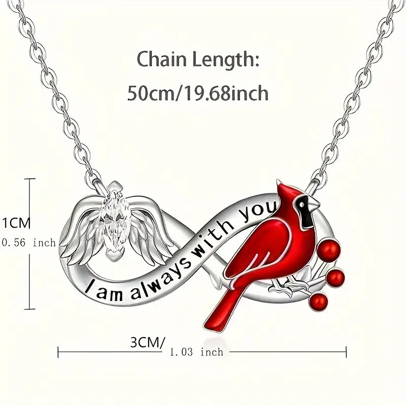 Cardinal Red Bird Engraved Infinity Symbol Pendant Necklace I am always ...