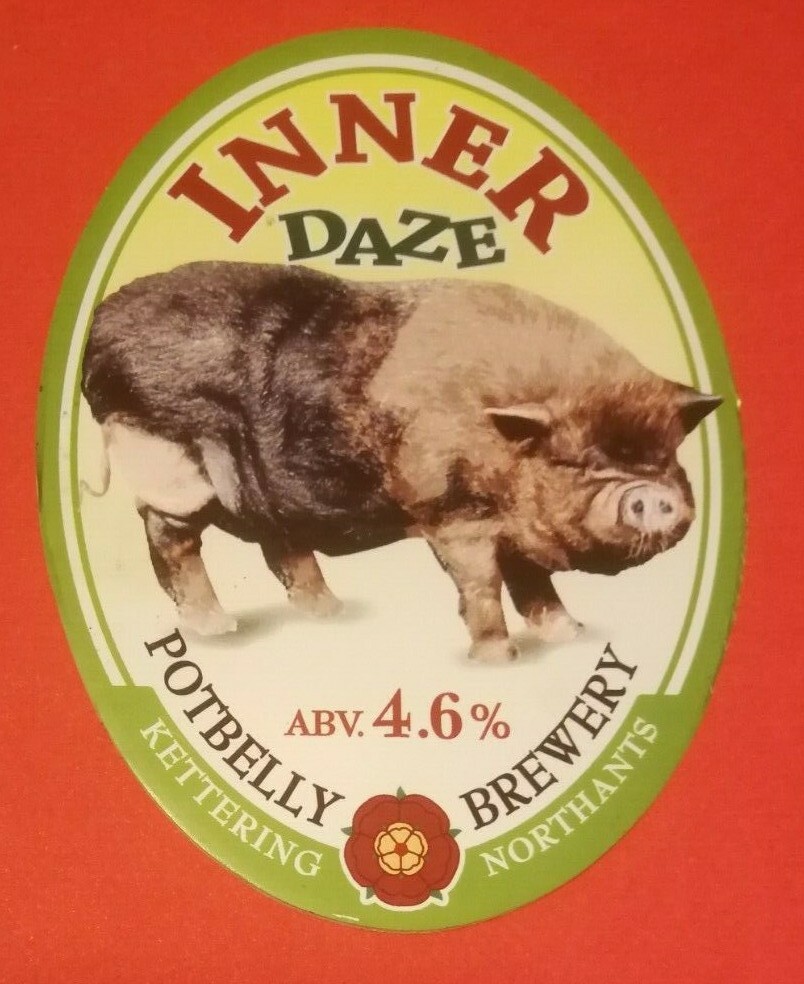 POTBELLY brewery INNER DAZE real ale beer pump clip badge front ...
