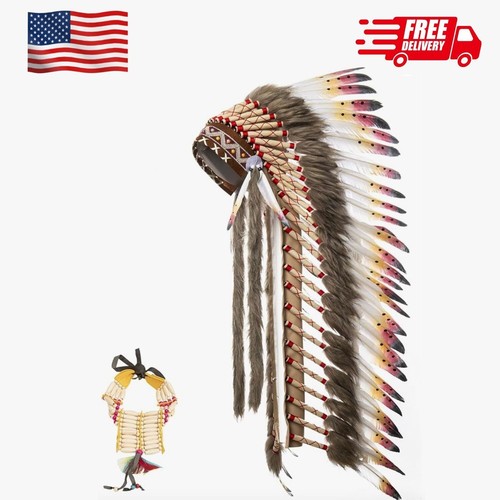 Large Native Indian Headdress - Feather Headdress and Choker for Native Decor | eBay