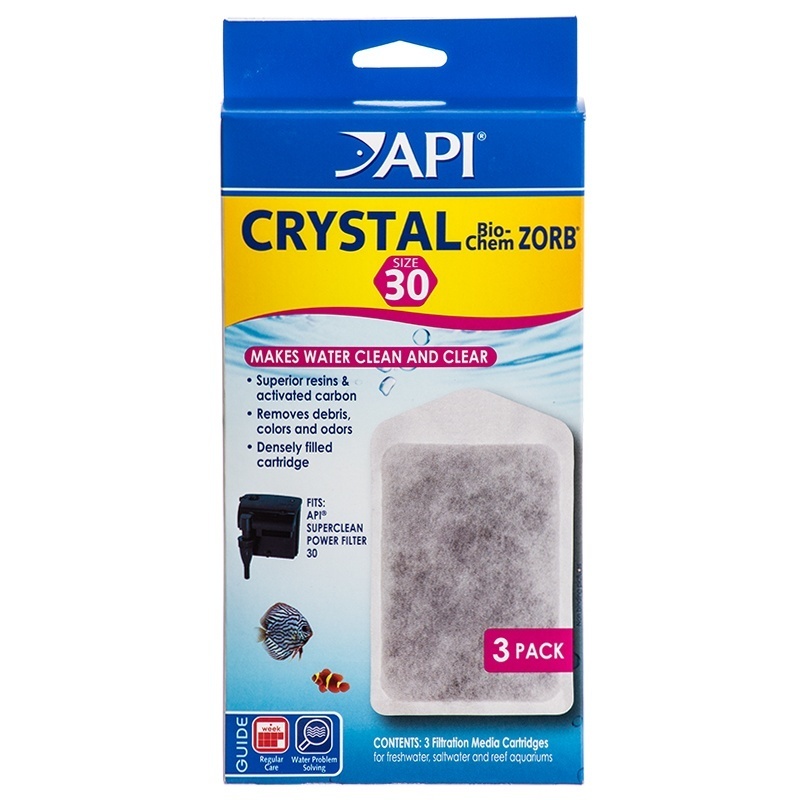 API SUPERCLEAN 30 AQUARIUM POWER FILTER with FREE BIO-CHEM ZORB MEDIA ...