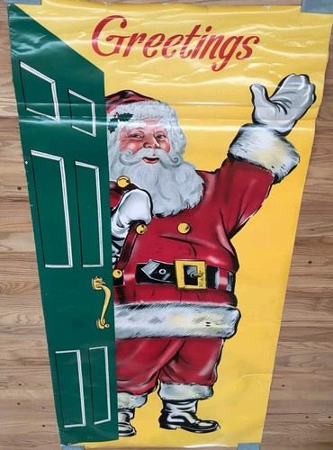 Vintage 1950's Santa Claus Christmas & Halloween Door Poster Decoration ...
