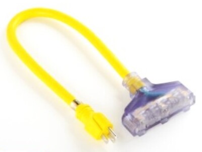 ATE PRO Heavy Duty 2FT 12/3 AWG Tri Tap 3 Way Extension Power Cord 3 ...