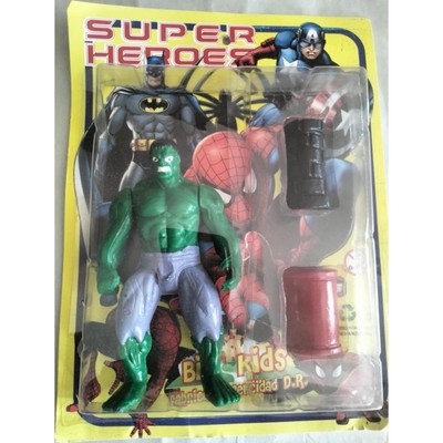 MARVEL GREEN HULK FIGURE BOOTLEG MEXICAN Figure RARE Bootleg Packaging ...