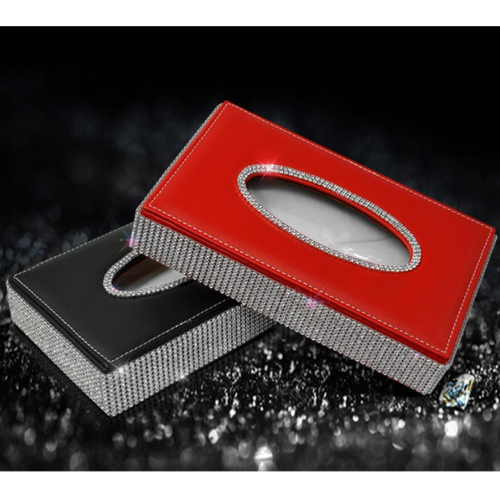 Car Tissue Box Faux Leather Bling Rhinestone Diamond Organizer Holder ...