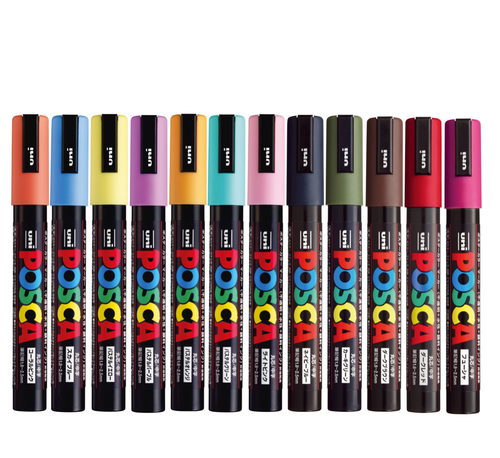 Posca Paint Pens Markers Medium Point Set PC-5M | 12 Pastel & Dark ...