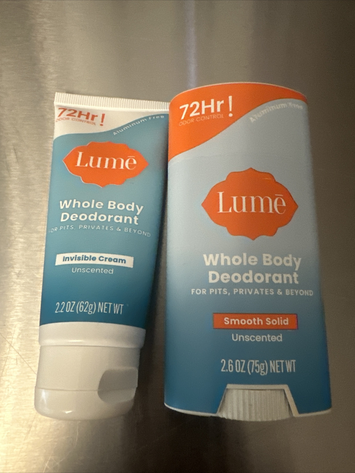 LUME Unscented Whole Body Deodorant Cream Tube 2.2 oz & Smooth Solid ...