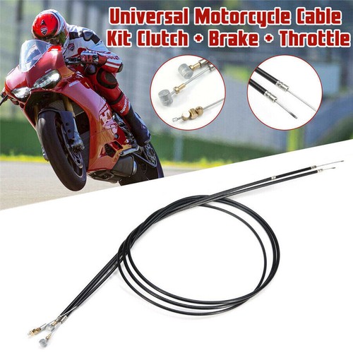 Universal Black Motorcycle Cable Set Kit Clutch Brake Throttle Harness ...
