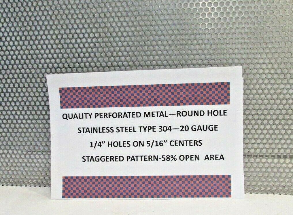 1/4"HOLES ON 5/16" STAGGER 20 GAUGE 304 STAINLESS PERFORATED SHEET 12 ...