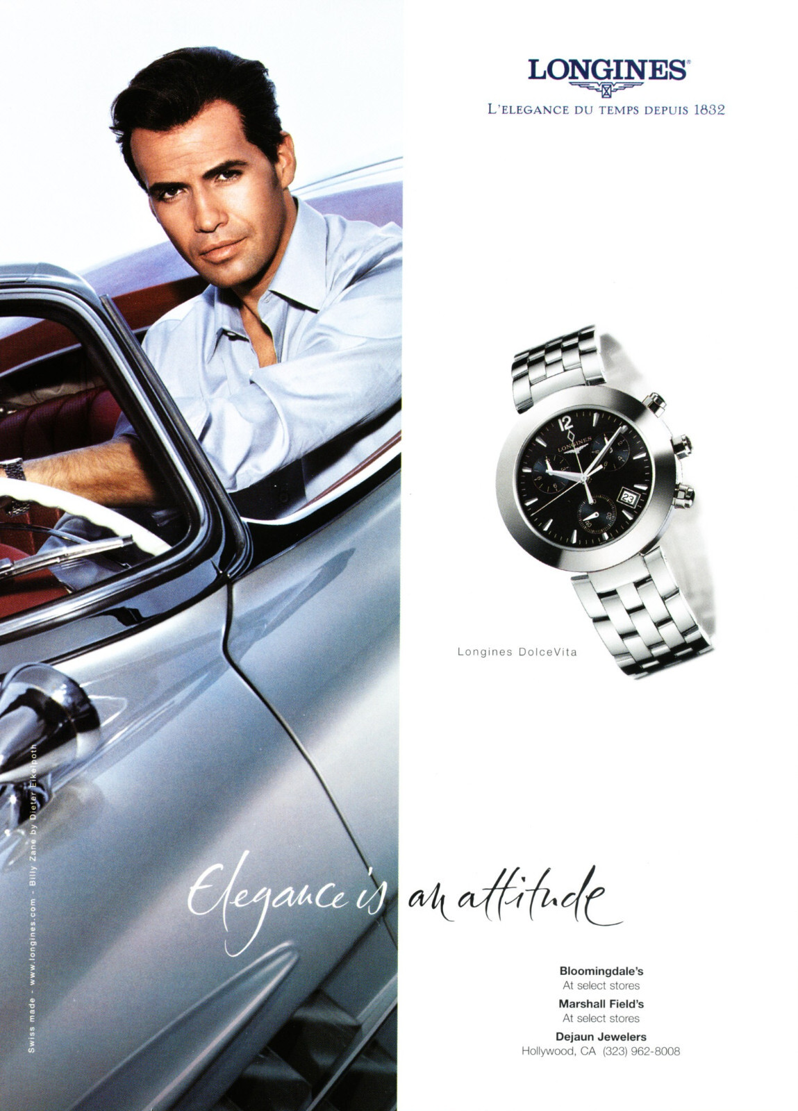 LONGINES WATCH MAGAZINE promo ad #28 ORIGINAL 2002 BILLY ZANE | eBay