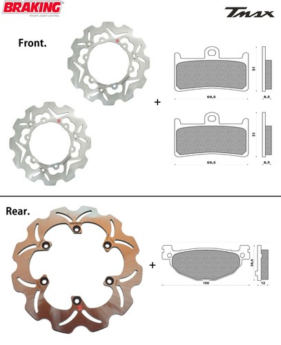 Kit Brake Discs Daisy + Braking Brake Pads Yamaha T Max Tmax 530 2012 ...
