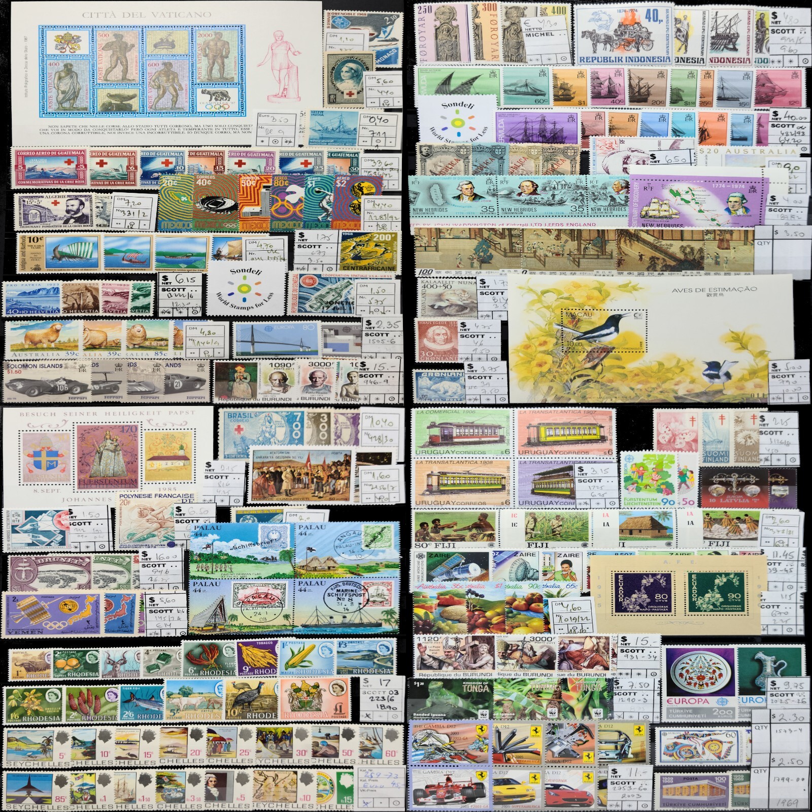 Worldwide Stamp Collection Mint - Each Lot $200 in Full Sets from Many ...