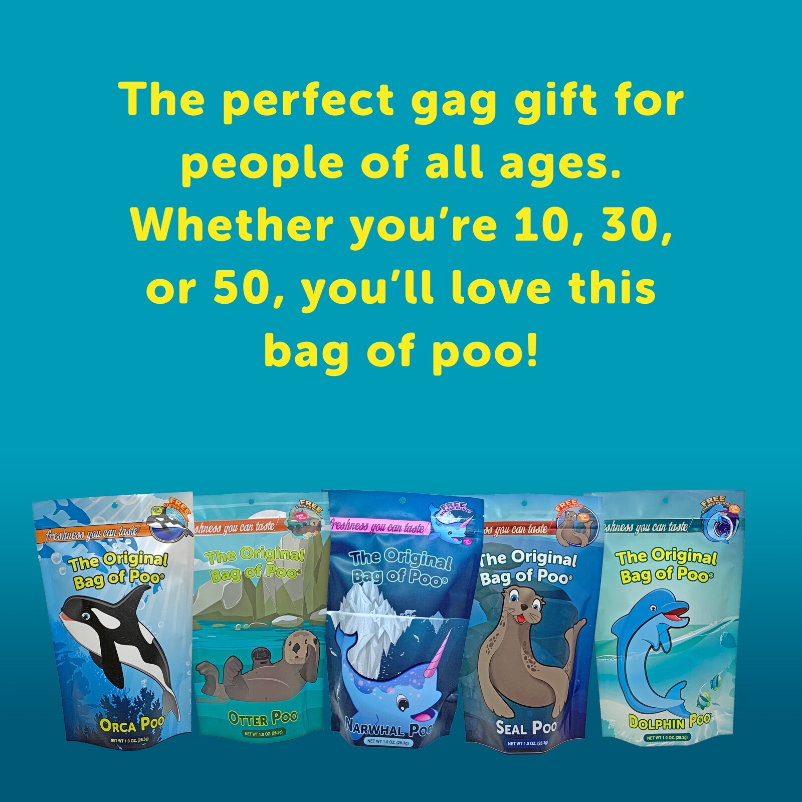 The Original Bag of Poo! Dolphin Poo! Novelty Blue Cotton Candy Gag ...