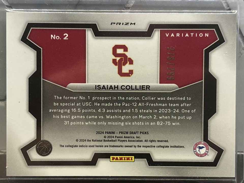ISAIAH COLLIER 2024 PaniniPrizm Draft Picks Red Disco Variation RC Jazz ...