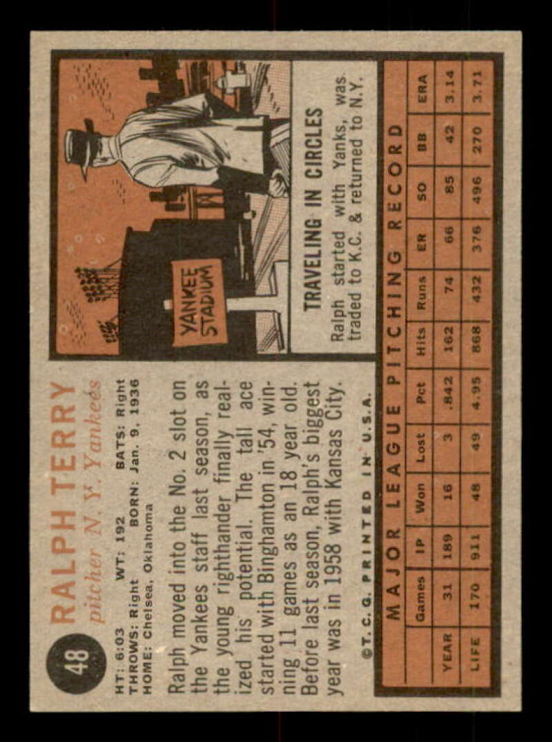 Ralph Terry Card 1962 Topps #48 | eBay