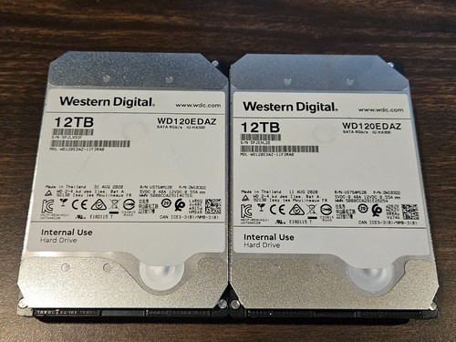 (2) Western Digital 12TB WD120EDAZ 5400RPM SATA Hard Drives w/ SMART ...