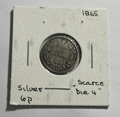 1865 British Queen Victoria SILVER Sixpence Scarce Die 4! Old British ...