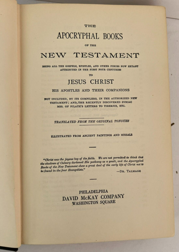 The Apocryphal Books of the New Testament Illustrated 1901 David McKay ...