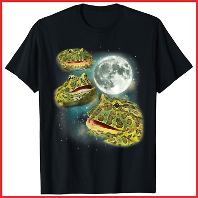Three Frog Moon 3 Frogs Howl At The Moon Parody Meme Black Cotton T ...