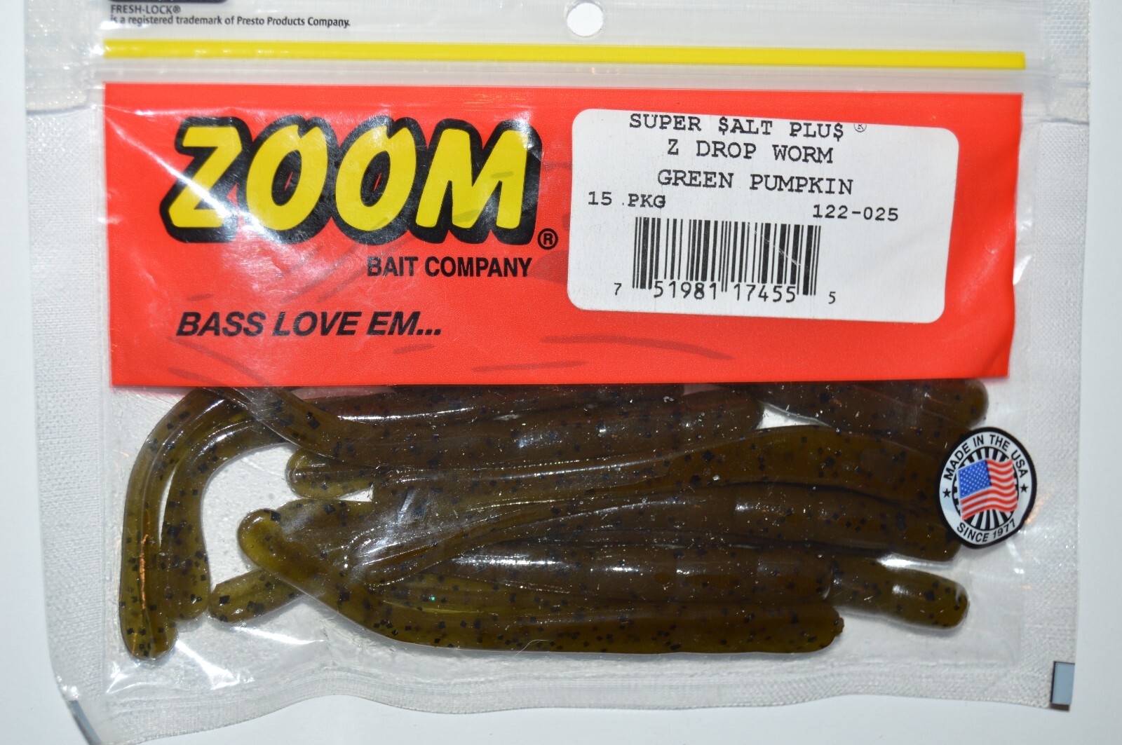 zoom z drop worm 4" drop split shot green pumpkin 122-025 | eBay