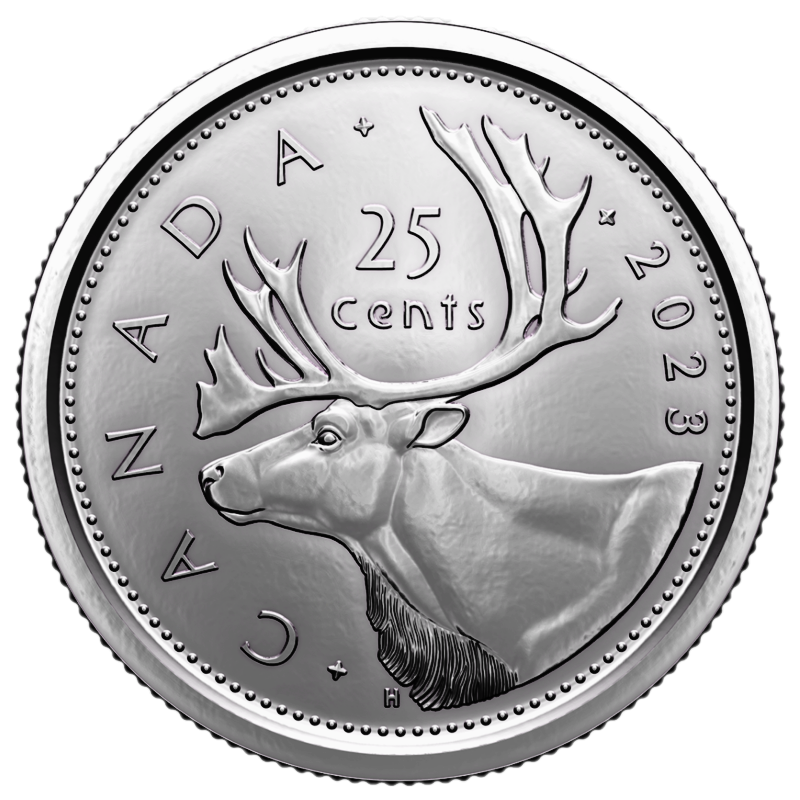🇨🇦 Canada 25 cents quarter coin, Caribou, Special Queen Memory Mark ...