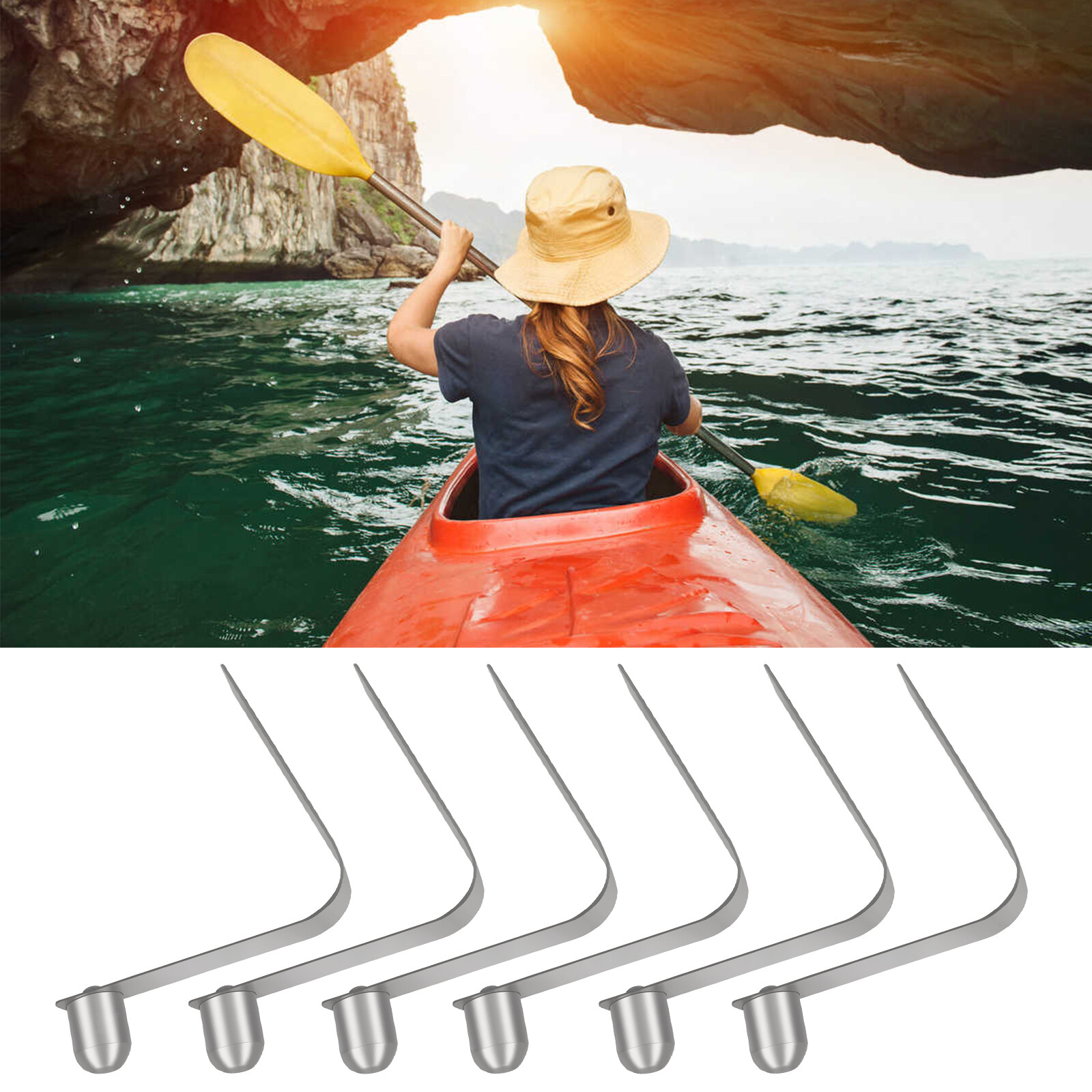 6x Clips 8mm - Kayak Paddle Spring Clips - Tent Pole - Awning - Snap ...