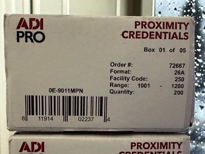 ADI PRO PROXIMITY CREDENTIALS OE-9011MPN ***NEW*** Packs of 200 | eBay