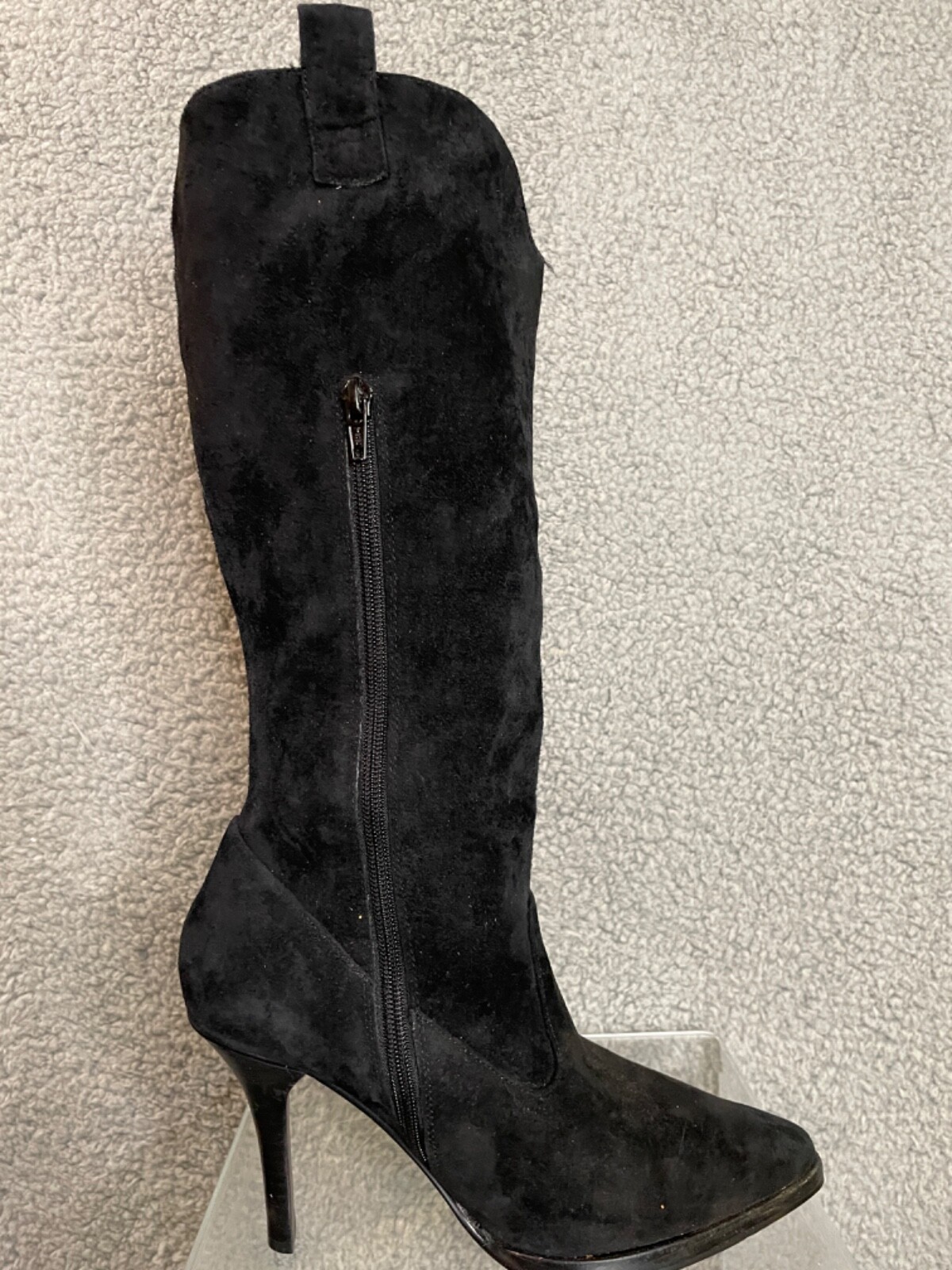 Suzanne Somers Boots Womens 8.5 Black Suede High Heel Zip Pointed Toe ...