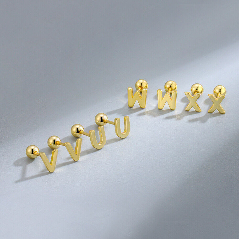 925 Sterling Silver Initial A-Z Alphabet Letter Stud Earrings Jewellry ...
