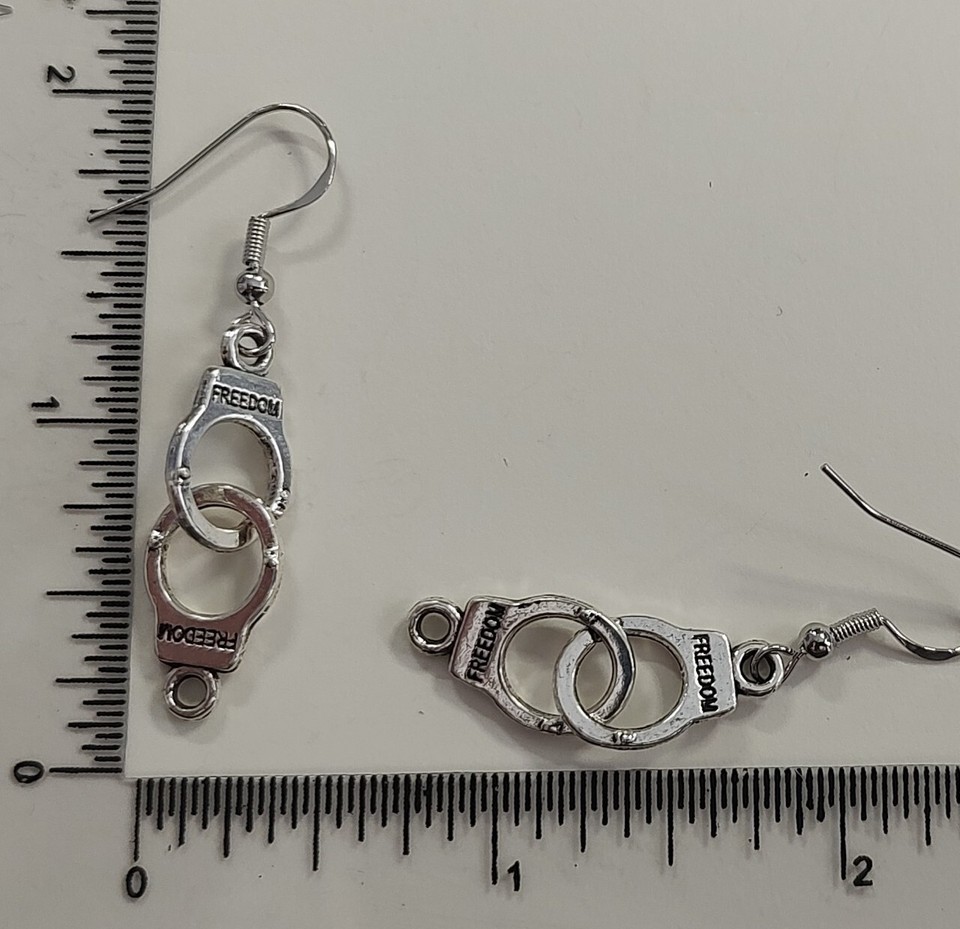 Freedom Handcuff Dangle Earrings Biker Chic Valentine's Day Fun | eBay