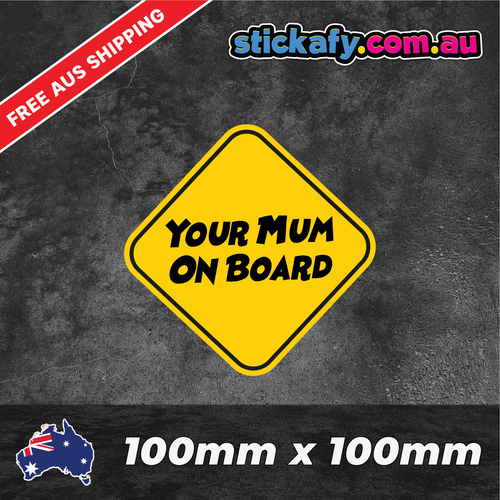 Your Mum On Board Sticker Funny Laptop Car Window Bumper 4x4 Decal | eBay