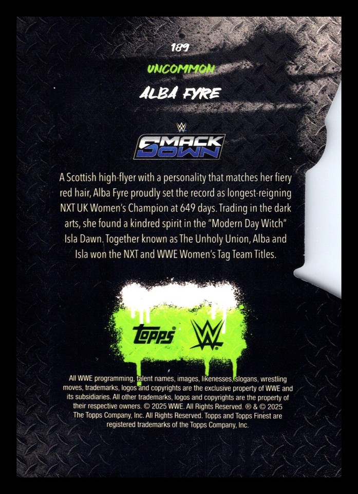2025 Topps Finest Alba Fyre #189 Uncommon Die-Cut Refractor 3/35 Low ...