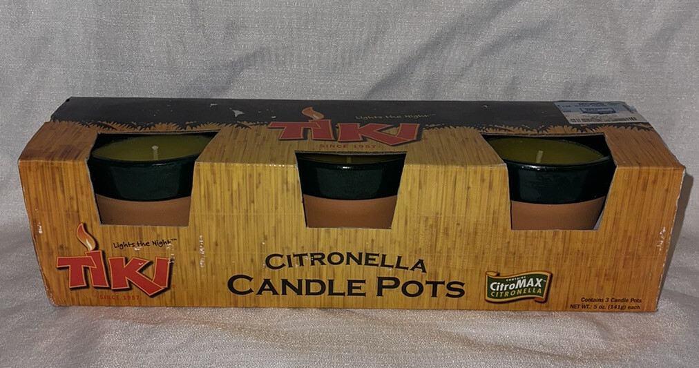 Tiki Citronella Candle Pots Citromax Pottery Outdoor Decor Set Of 3 ...