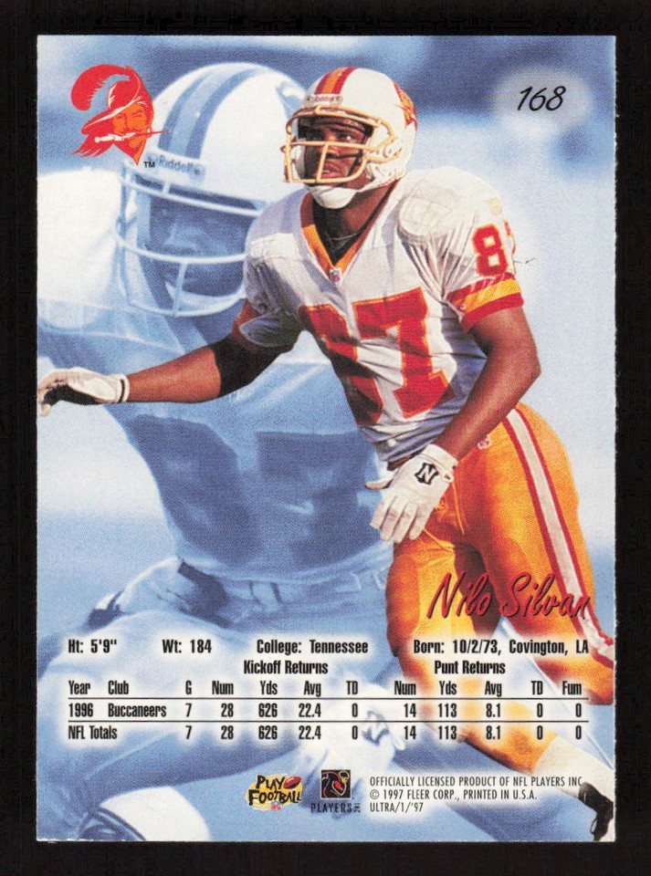 1997 Fleer Ultra #168 Nilo Silvan Tampa Bay Buccaneers | eBay