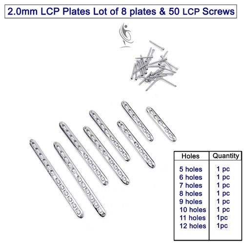 2.0mm LCP Plates Lot of 8 pcs & lcp Screws (50 pcs) Veterinary ...