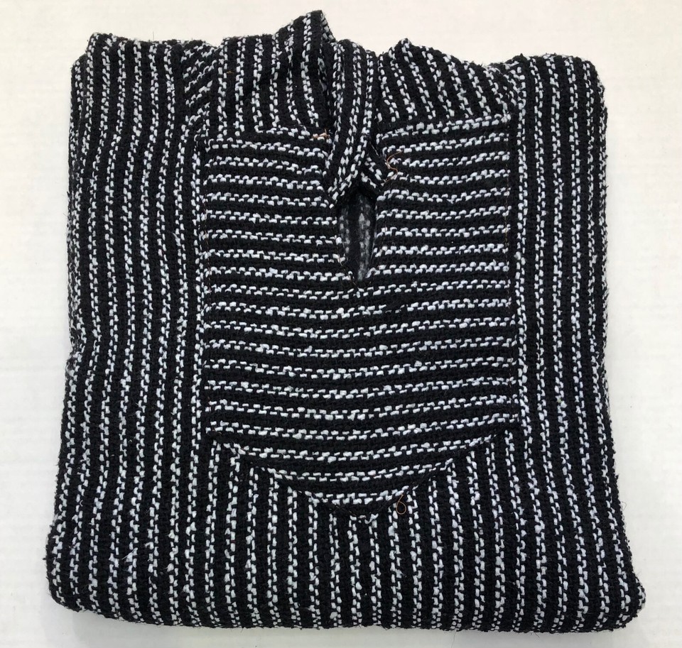 Mexican Poncho Baja Hoodie Surfer Skater Drug Rug Pullover Black ...