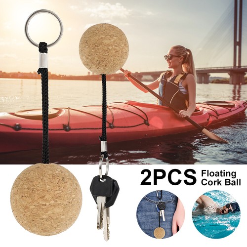 Floating Cork Keychain 53mm Floatable Wooden Ball Key Chain Floating ...